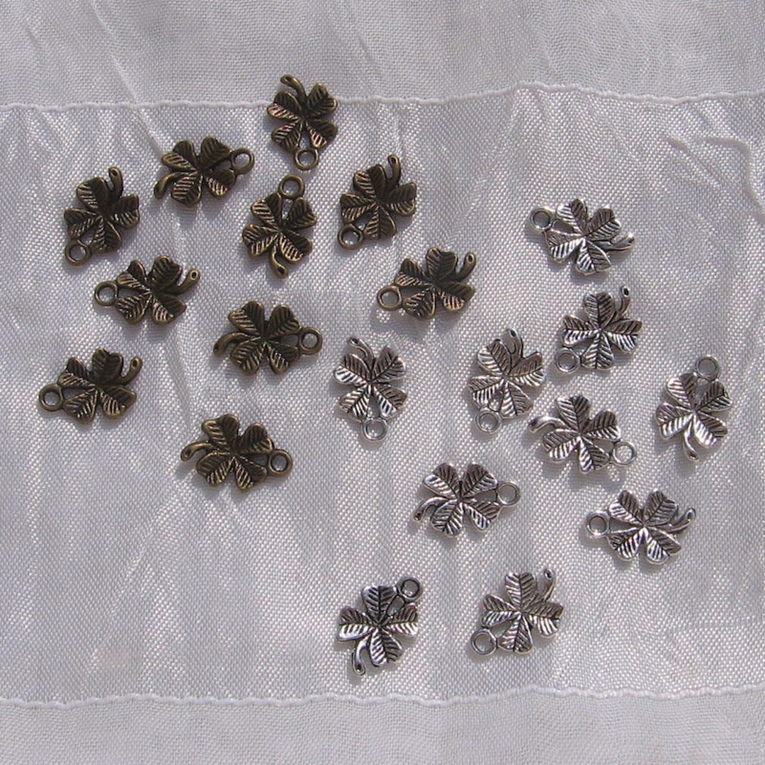 CLOVER, Set of 10, Silver Charms, Bronze Charms, Silver Clover, Bronze ...