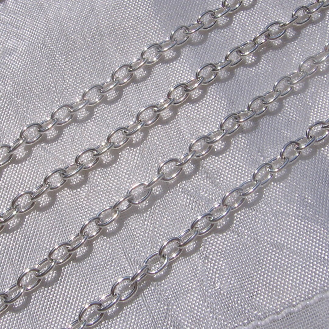 5m Lot, Silver Chain, 5mm Link, 5x3mm, Junction Link, Open, Not Welded ...