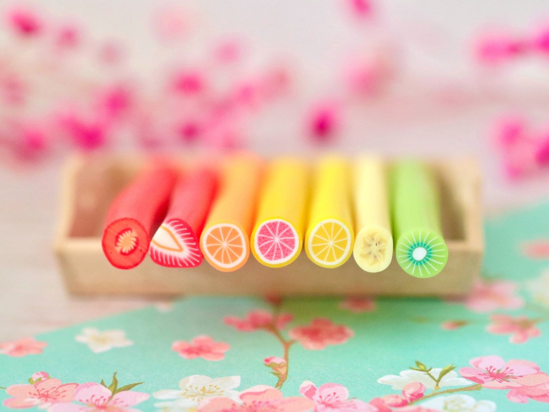 Realistic Miniature Polymer Fruit Canes: Strawberry, Orange, Tomato ...