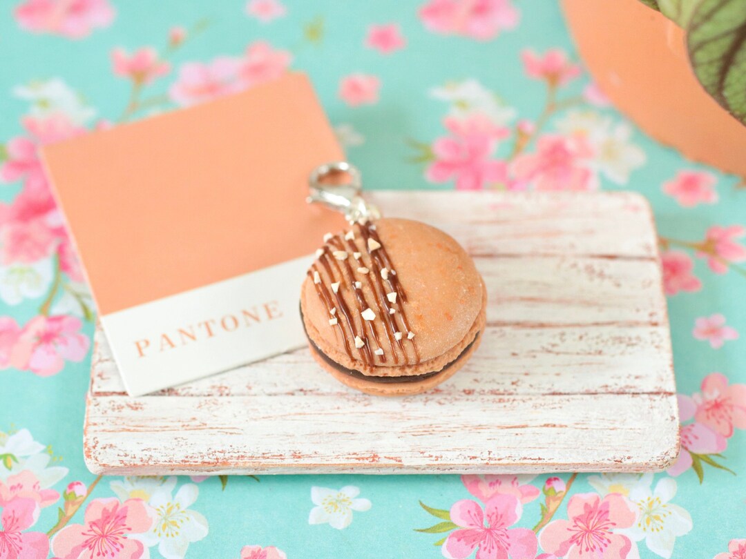 Macaron Charm in Chocolate Hazelnut Polymer Clay With Classic 12mm ...