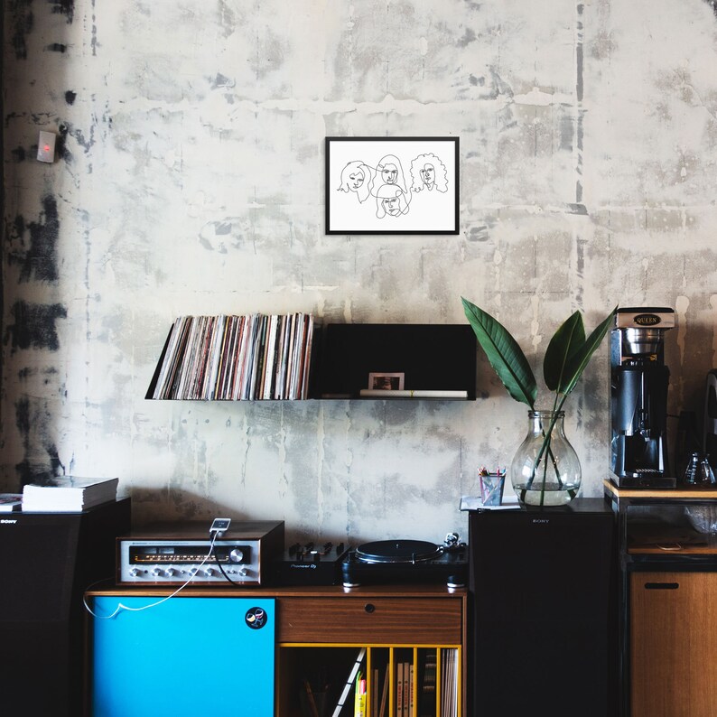 Abstract Line Drawing Queen Classic Rock Band Art Print Music | Etsy