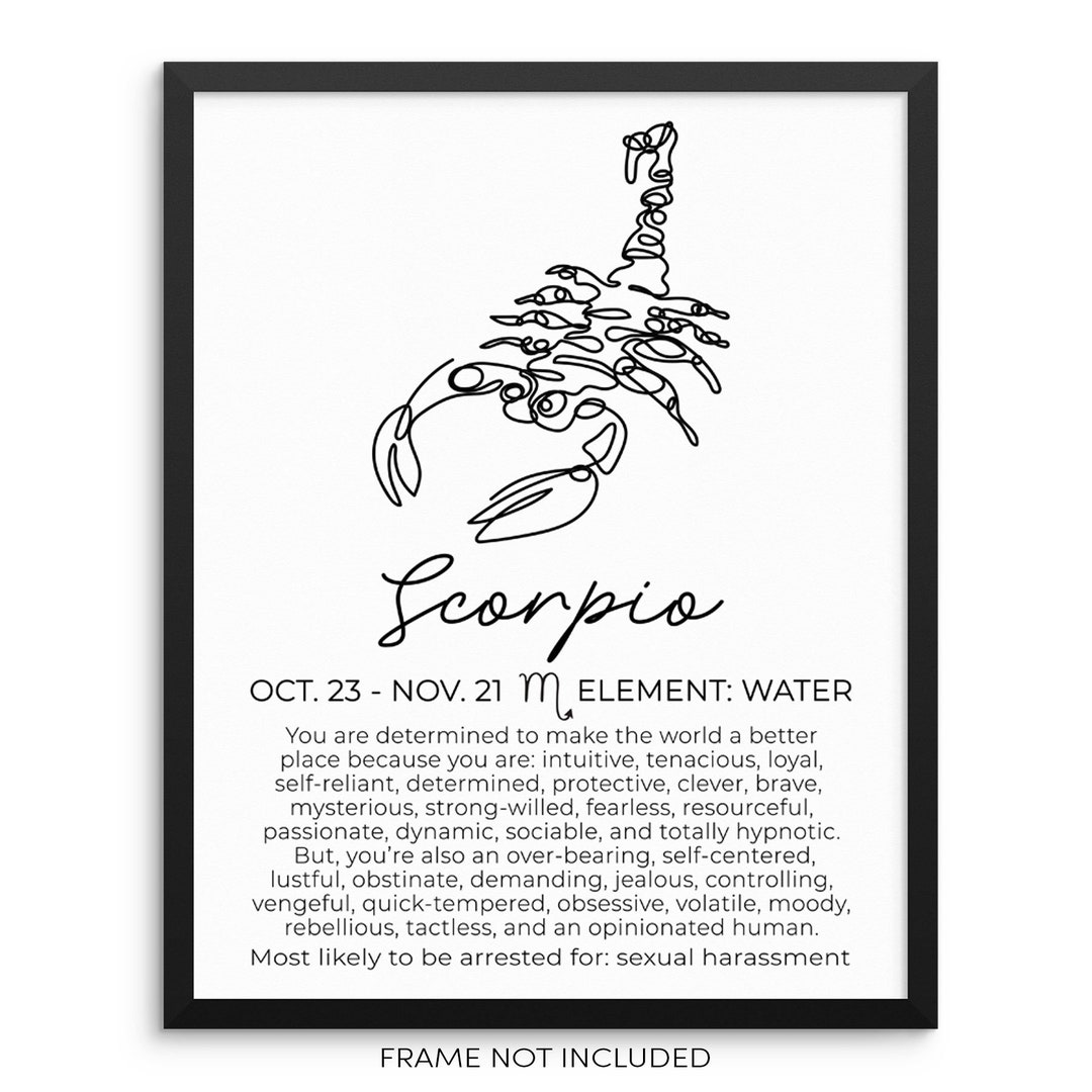 SCORPIO Zodiac Sign Art Print Minimalist Line Drawing Poster - Etsy