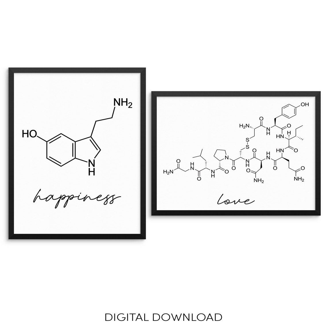 Molecular Love Happiness Art Print Set DIGITAL DOWNLOAD Posters ...