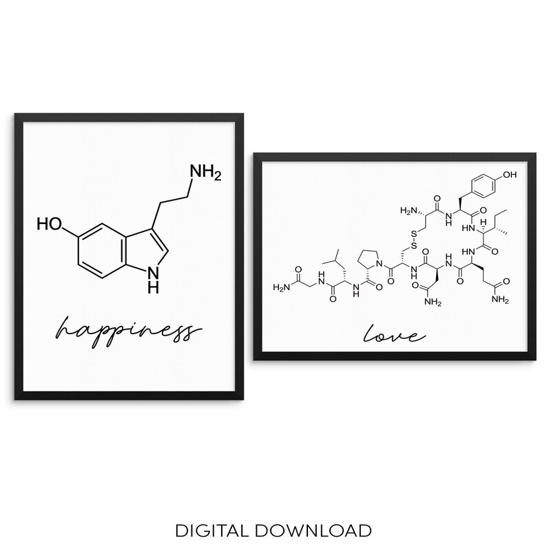Molecular Love Happiness Art Print Set DIGITAL DOWNLOAD Posters ...