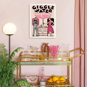 Vintage Cocktail Retro Poster Giggle Water Art Print |DIGITAL DOWNLOAD ...