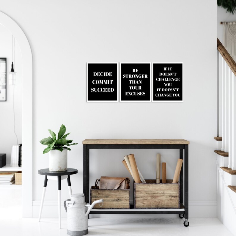 Motivational Quote Gym Workout Fitness Wall Art Print Set - Etsy