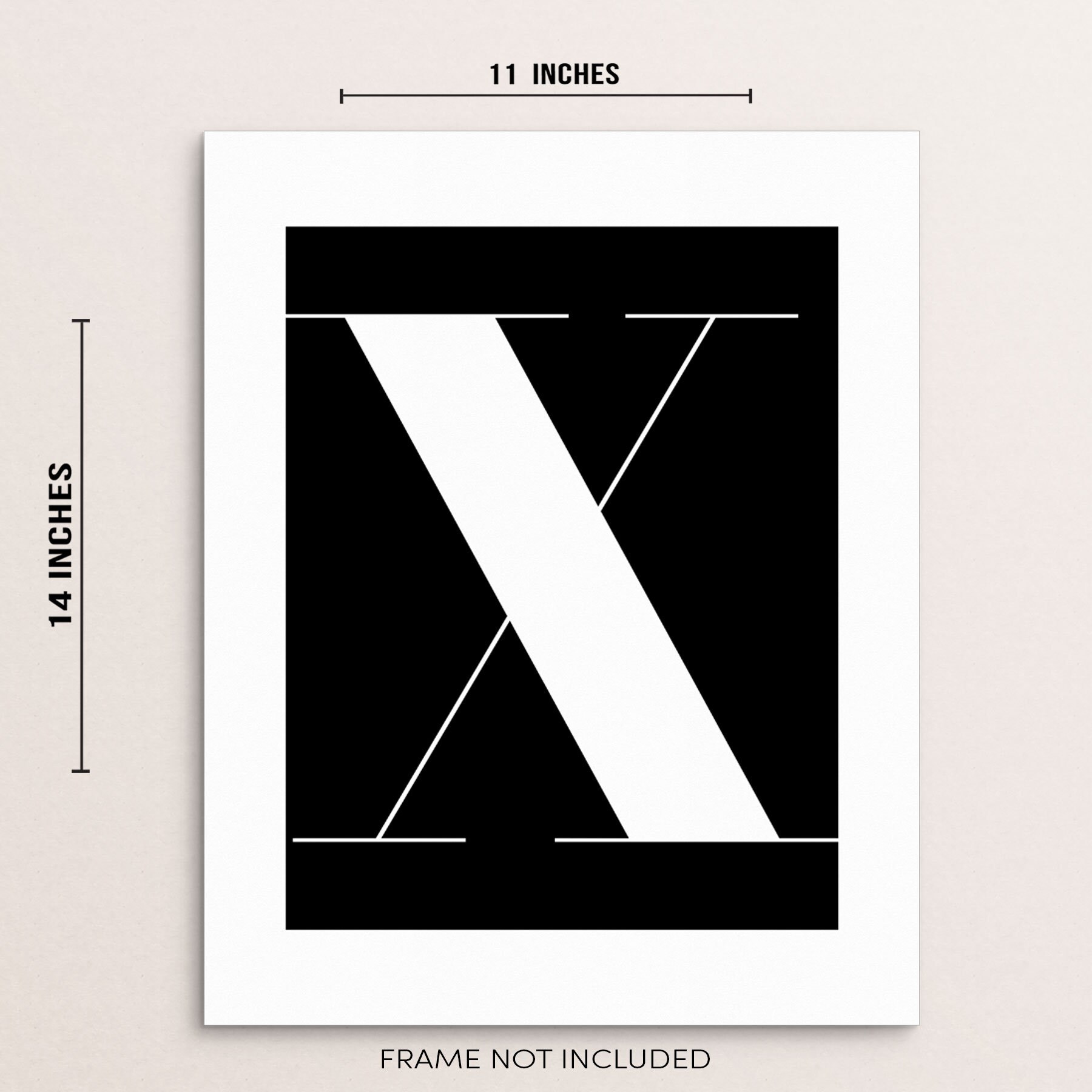 Alphabet Letter 'X' Monogram Initial Wall Art Print | Etsy