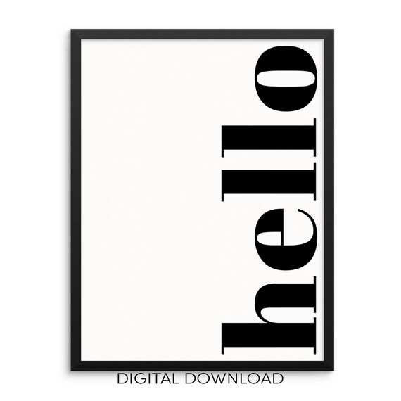 Hello Welcome Sign Art Print Wall Poster Digital Download | Etsy