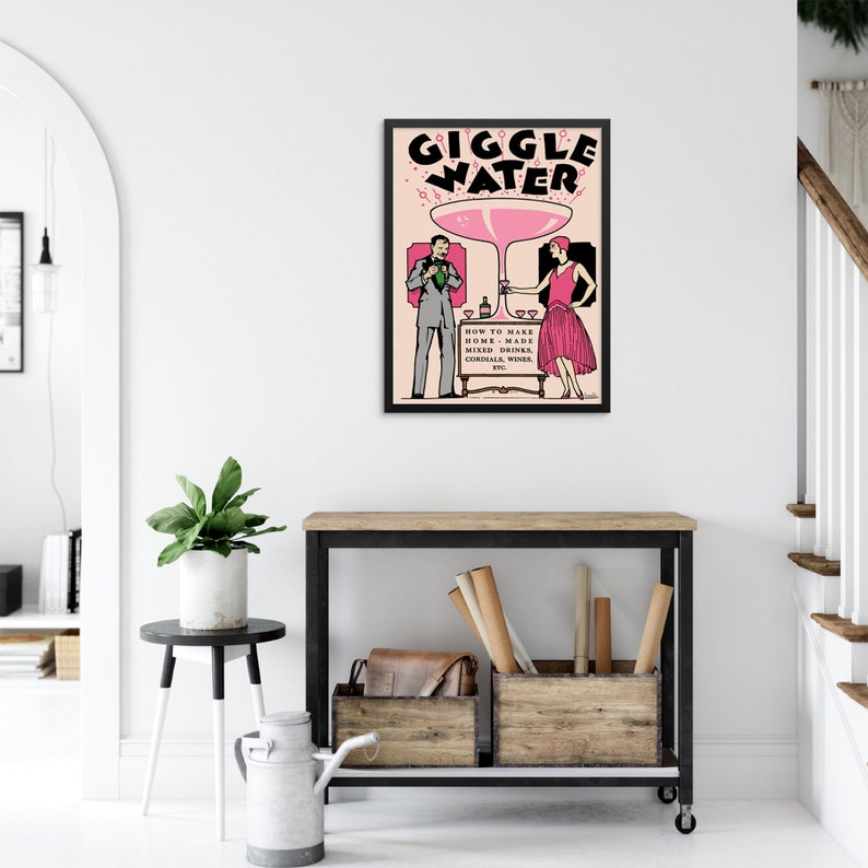 Vintage Cocktail Retro Poster Giggle Water Art Print DIGITAL - Etsy