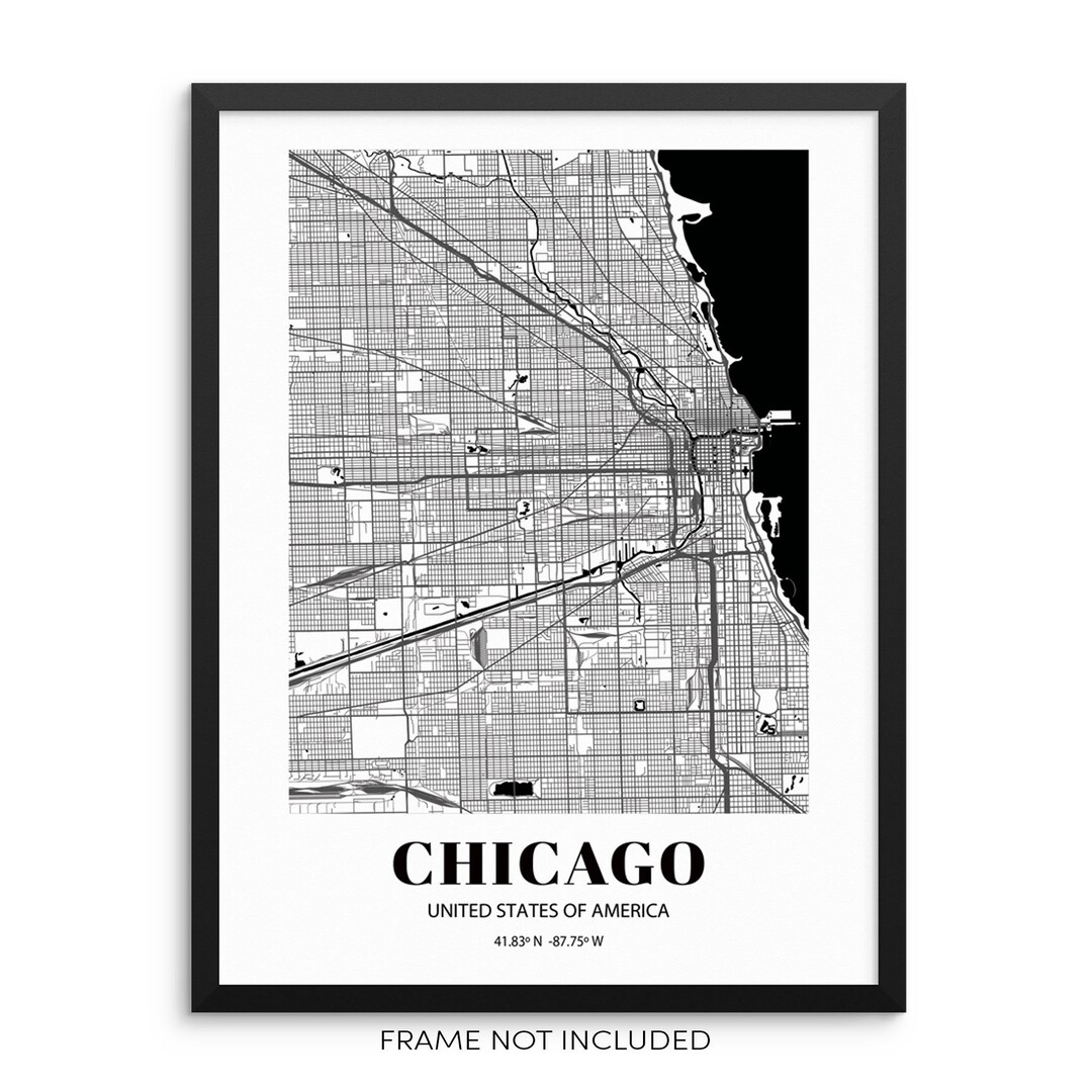 Chicago City Grid Map Art Print Road Map Wall Poster - Etsy