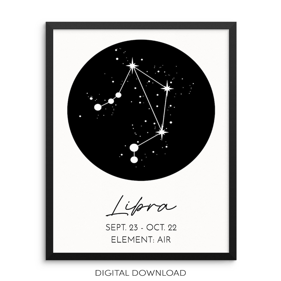 LIBRA Constellation Art Print Astrological Zodiac Sign DIGITAL DOWNLOAD ...