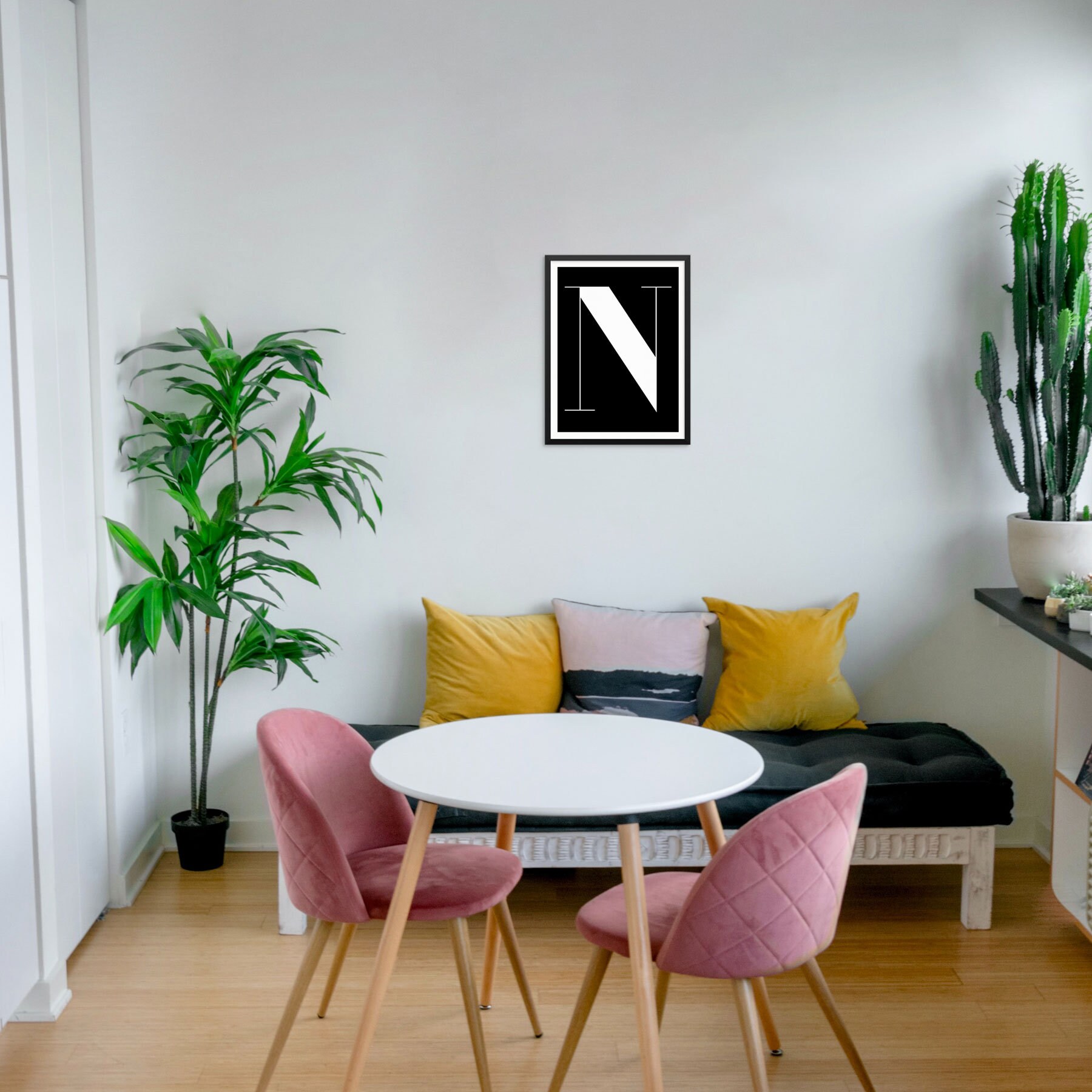 Alphabet Letter 'N' Monogram Initial Wall Art Print - Etsy