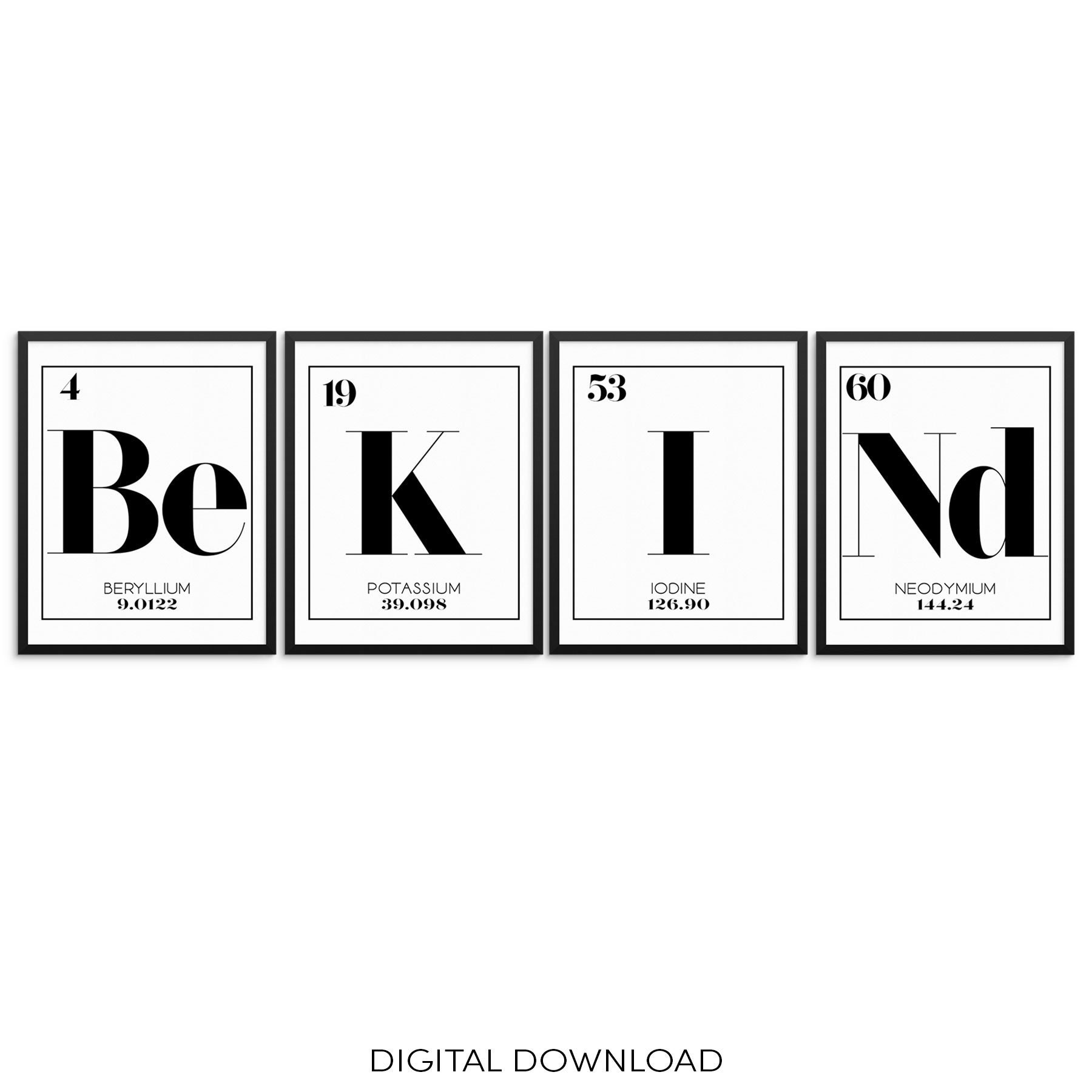 Be Kind Periodic Table of Elements Art Prints Chemistry Poster | Etsy