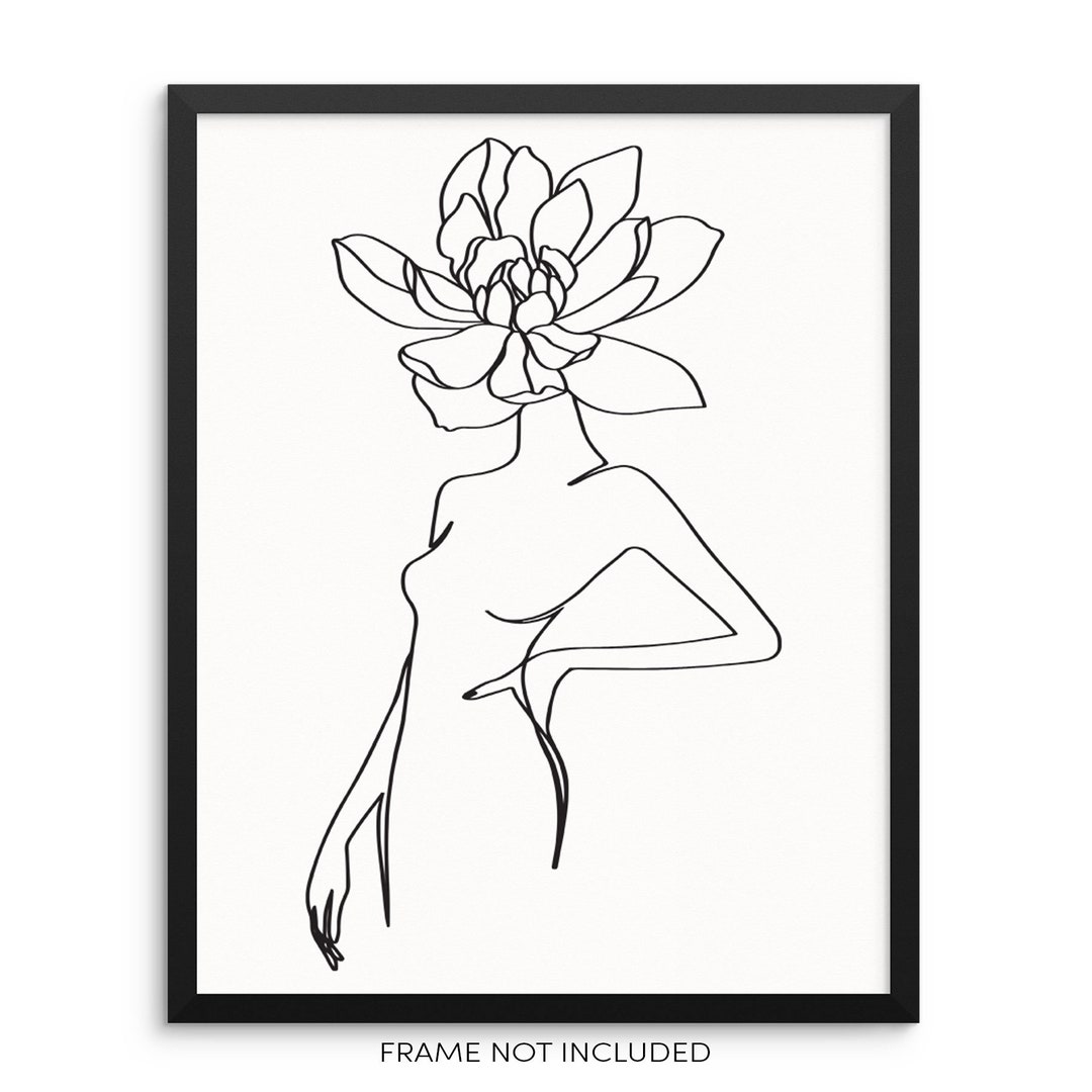 Abstract Continuous One Line Nude Art Print Womans Body Etsy