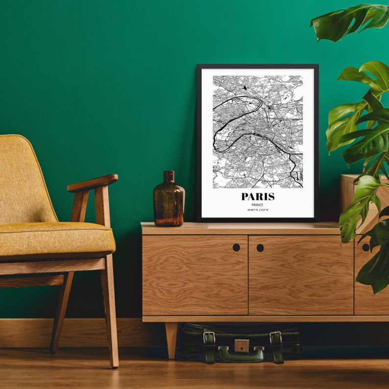 PARIS City Grid Map Art Print DIGITAL DOWNLOAD Parisian - Etsy