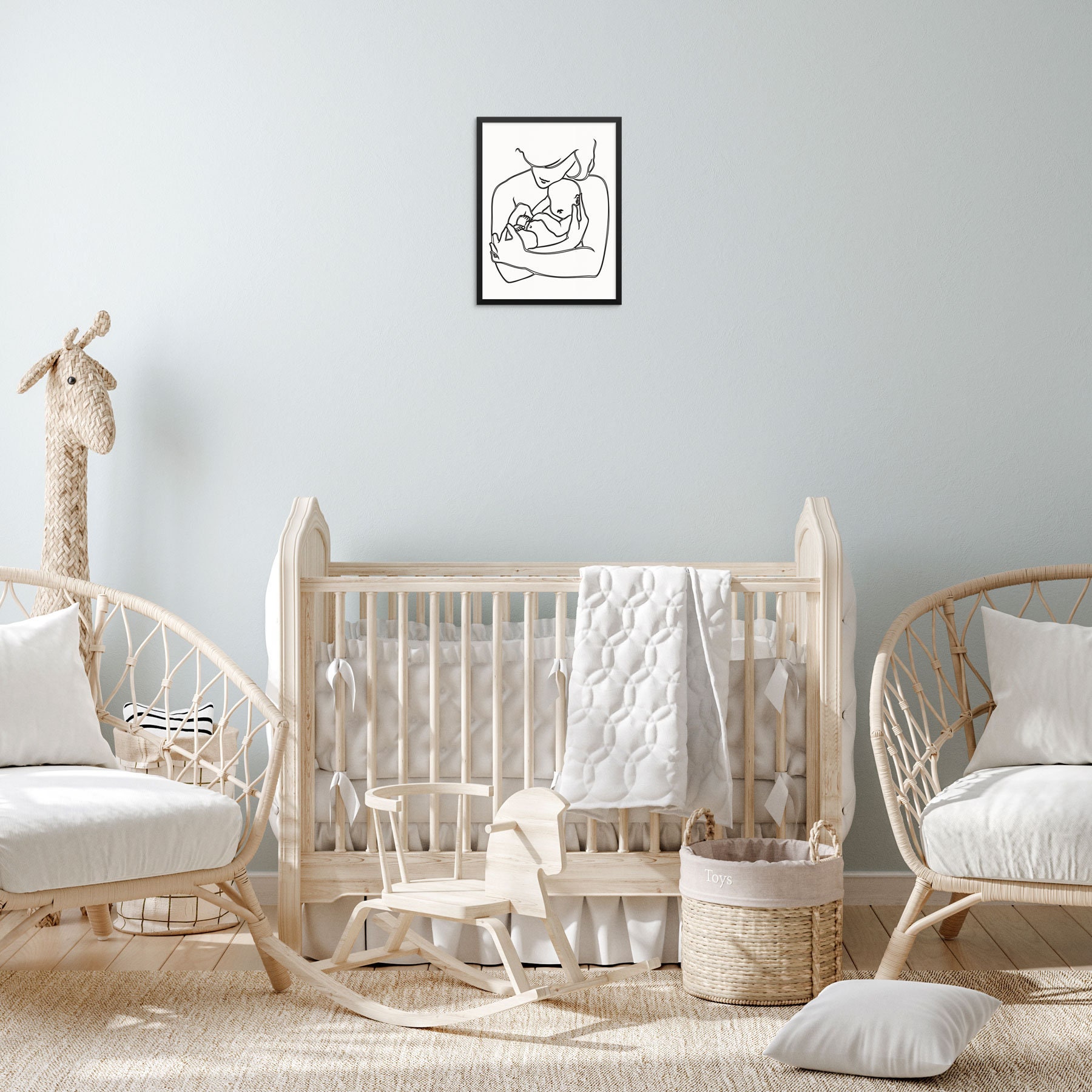 Line Art Print Mother and Child Poster for Baby Nursery or - Etsy