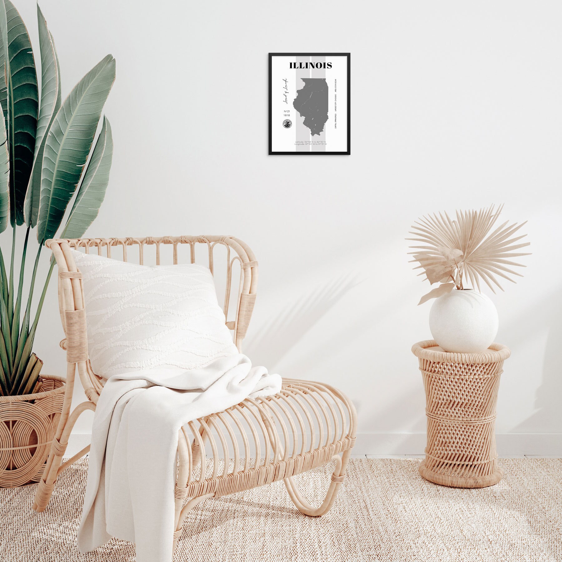 Illinois State Map Poster with Demographics Minimalist Home - Etsy.de