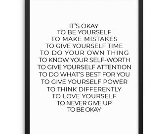 Inspirational Art Print Wall Poster It's Okay Not to Be | Etsy