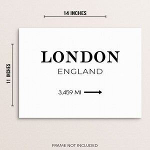 London Miles Art Print Sign England Wall Poster 11x14 Minimalist Trendy ...