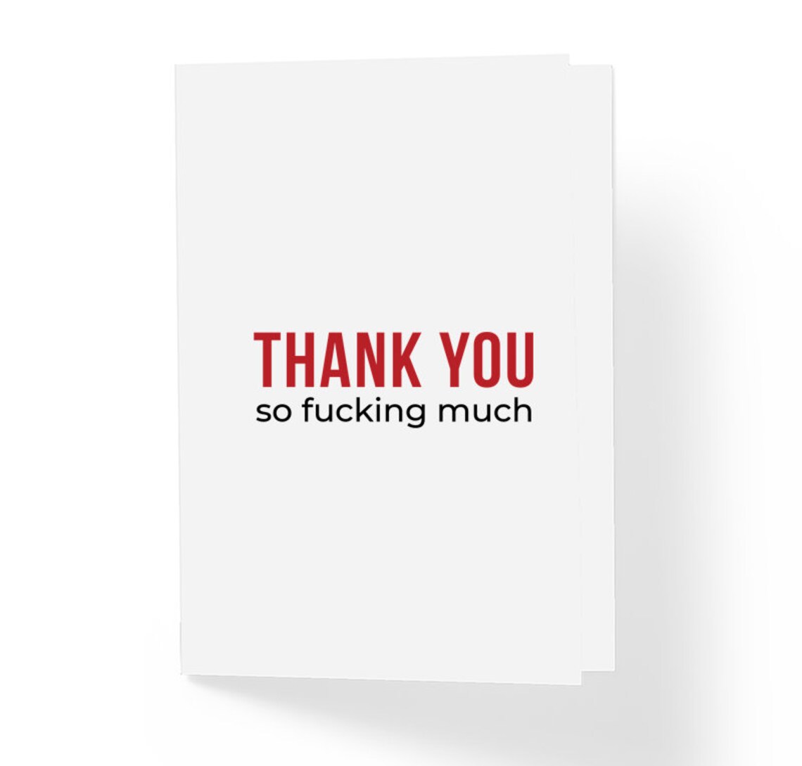 Naughty Adult Humor Card Thank You So Fucking Much Blank Etsy