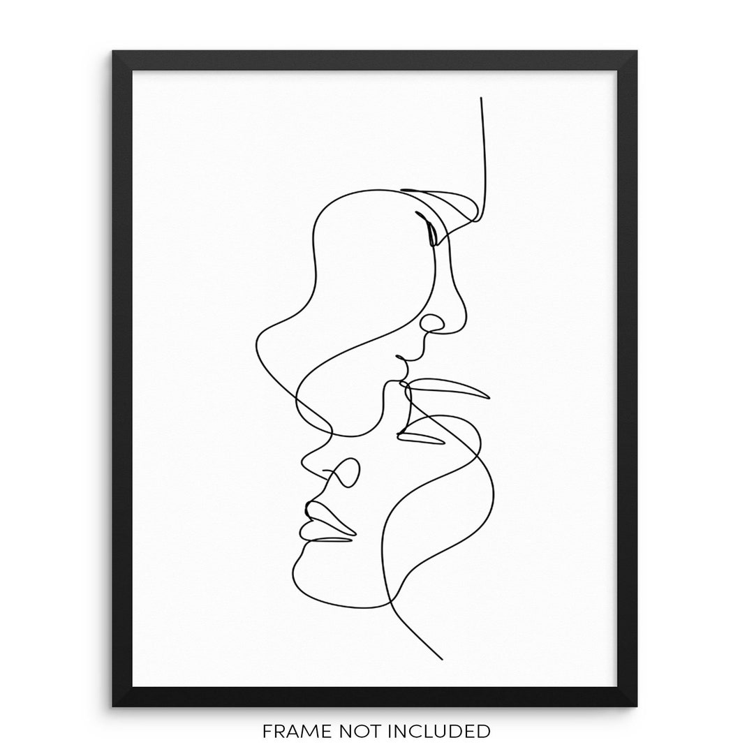 Abstract Faces One Line Wall Art Print Minimalist Poster - Etsy