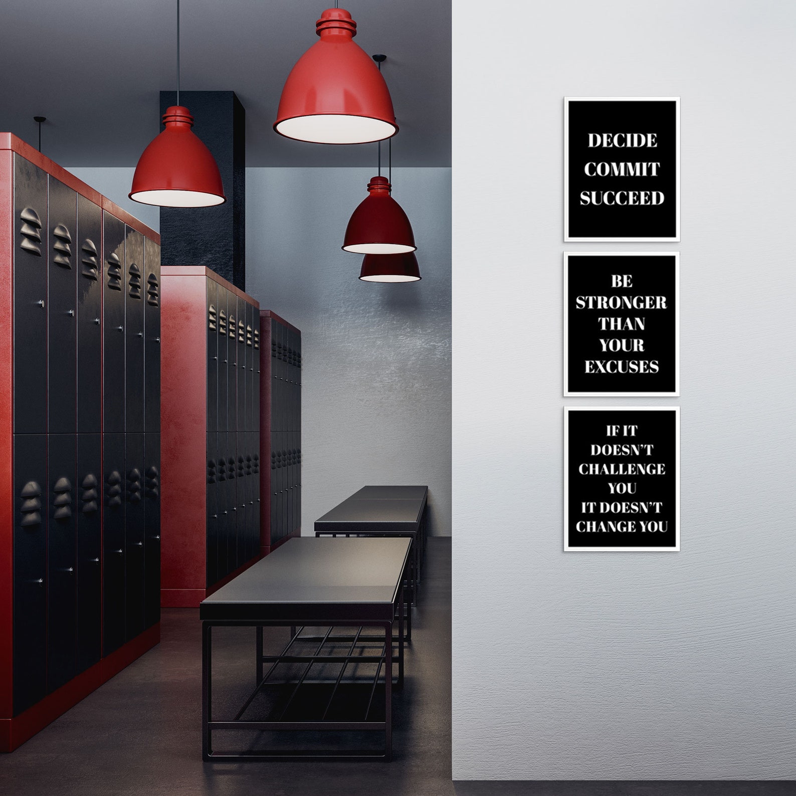 Motivational Quote Gym Workout Fitness Wall Art Print Set | Etsy