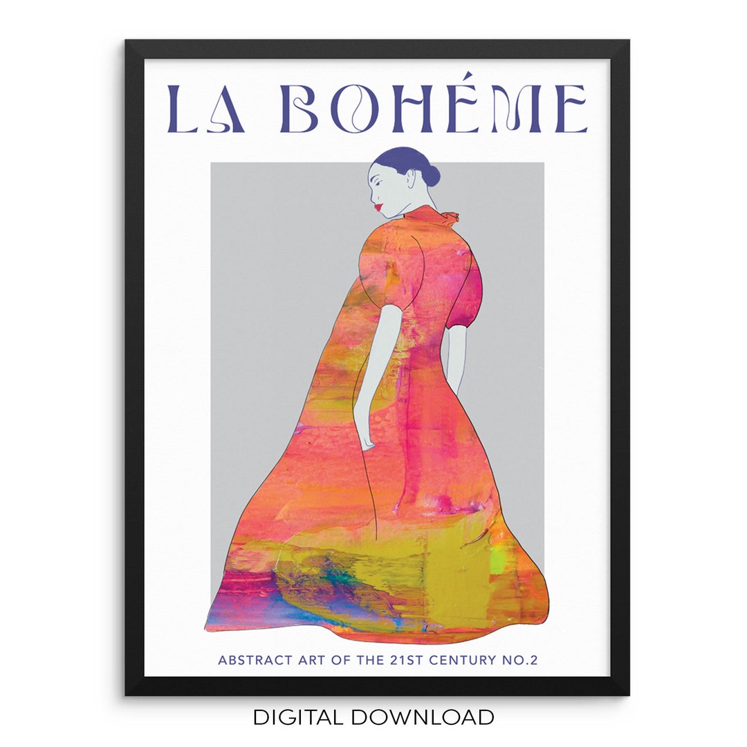 Colorful Abstract Art Print La Bohéme Fashion Girl With Rainbow Dress ...