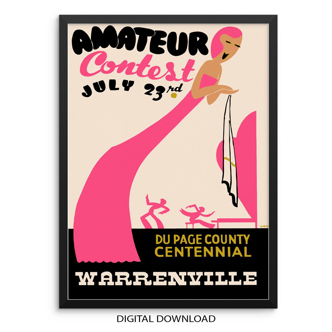 Vintage Exhibition Retro Poster Amateur Contest Art Print | DIGITAL ...
