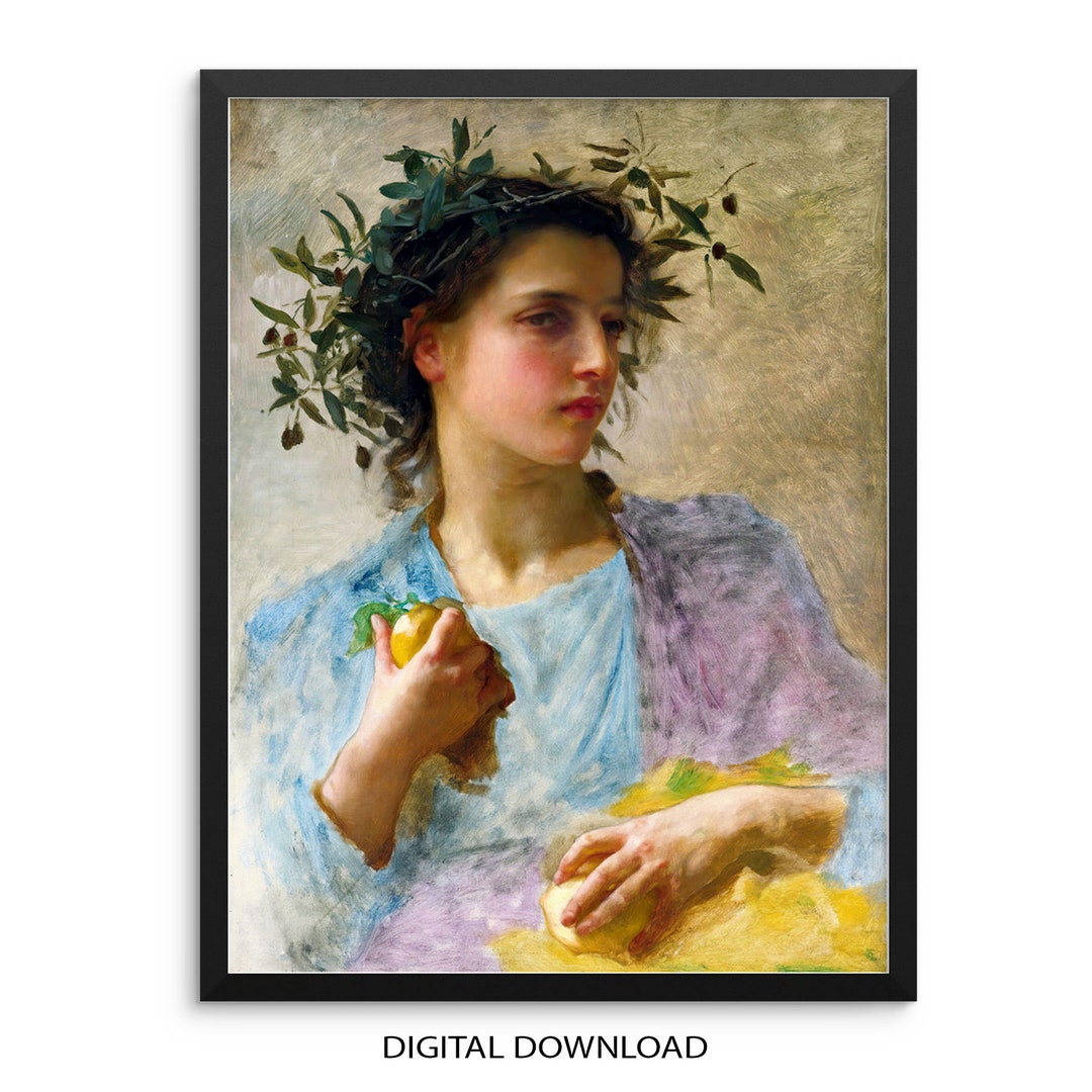 Figurative Art Print Woman With Leaf Wreath - L'Été 1880 William ...