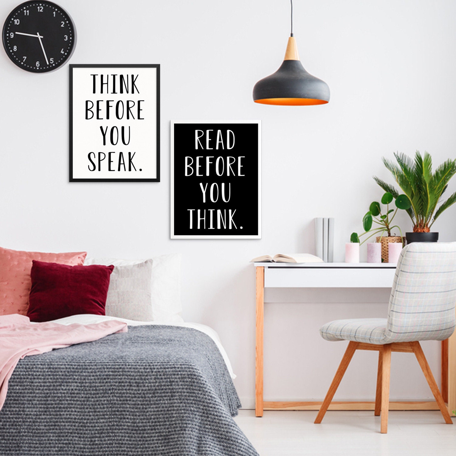 Inspirational Wall Decor Art Print Poster Set of 2 Think | Etsy