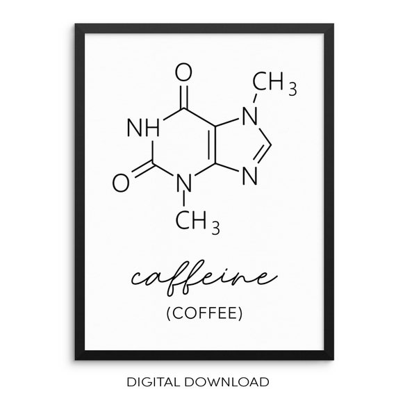 Caffeine Wall Art // Molecule Art // Molecular Structure of Caffeine ...