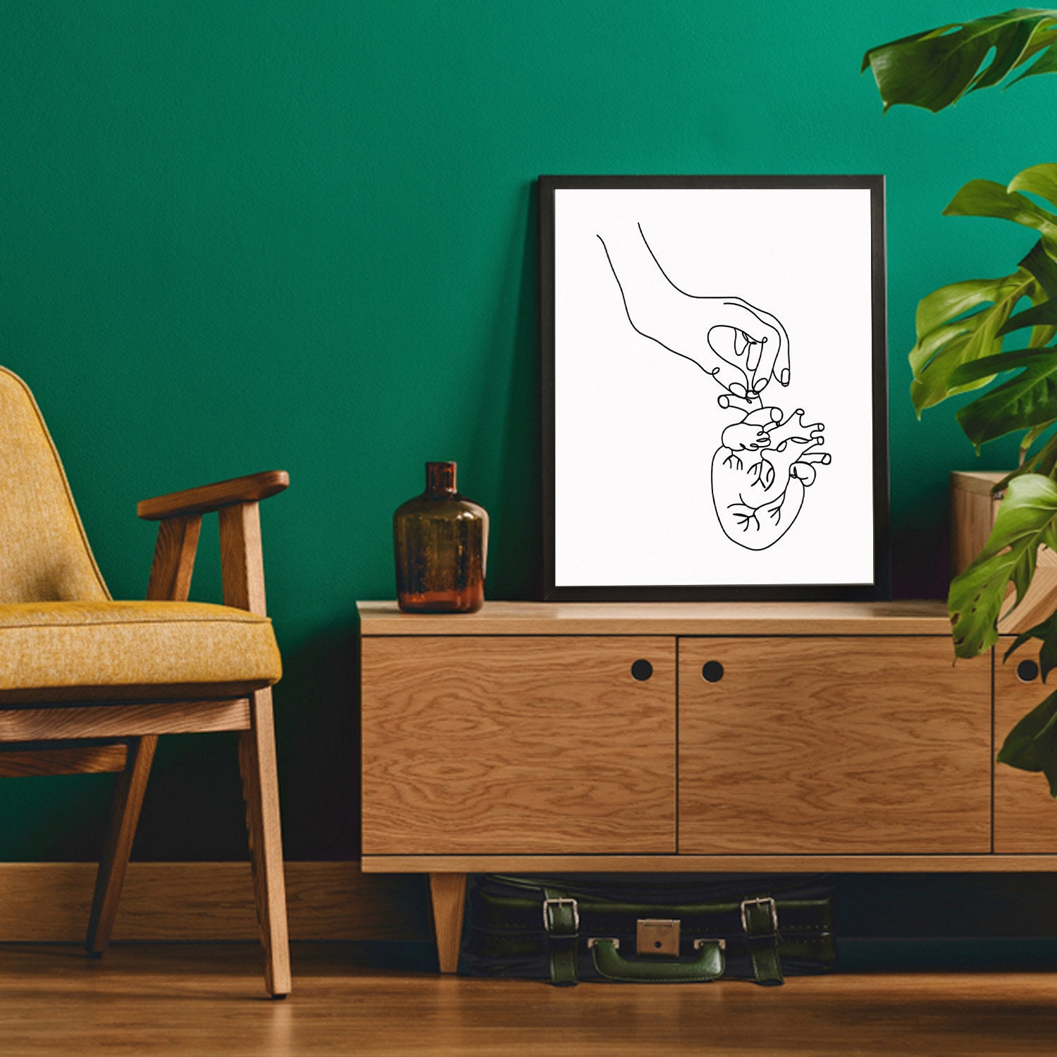 Abstract Line Drawing Hand Anatomical Heart Art Print DIGITAL | Etsy