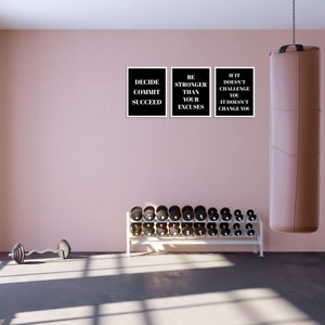 Motivational Quote Gym Workout Fitness Wall Art Print Set - Etsy