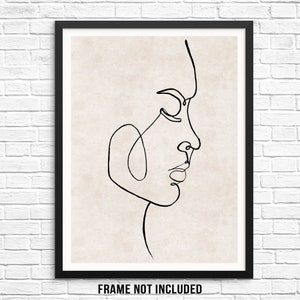 One Line Drawing Wall Art Print Abstract Face Home Decor | Etsy