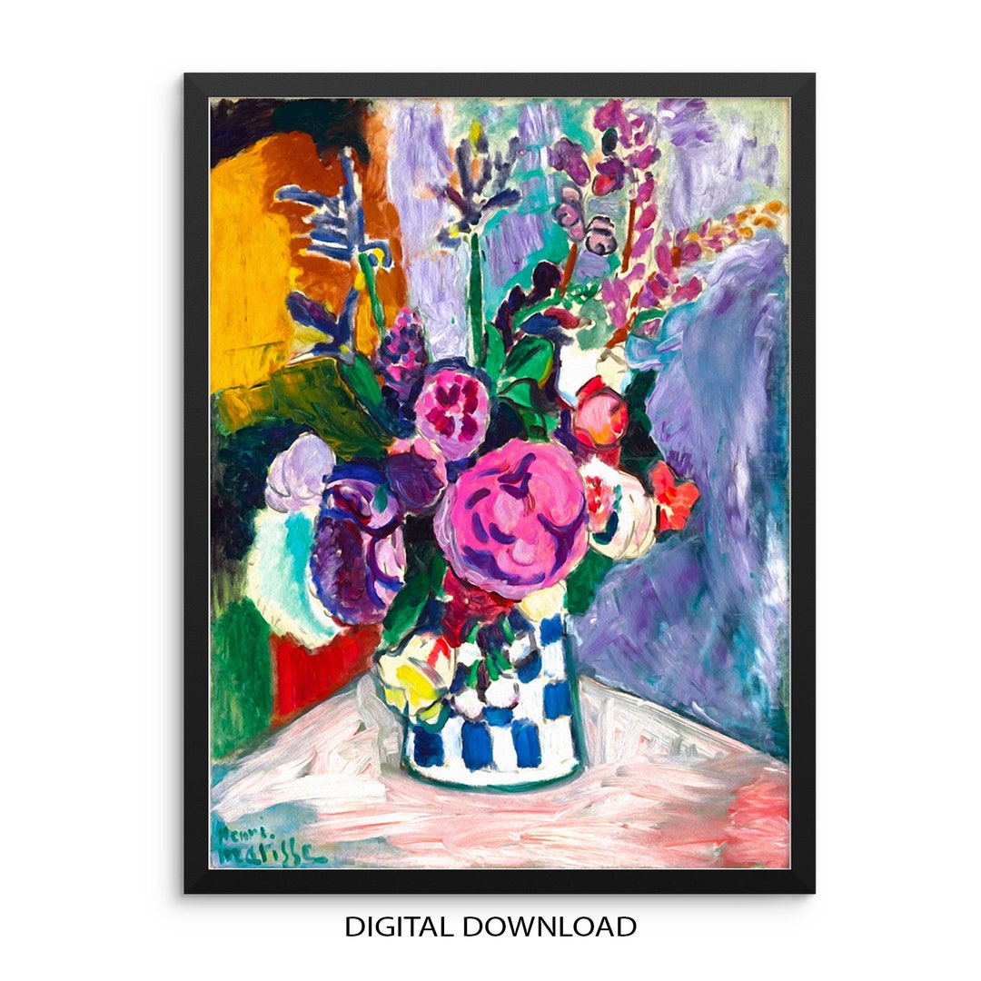Henri Matisse Still Life Colorful Flowers Painting Bouquet of Anemones ...