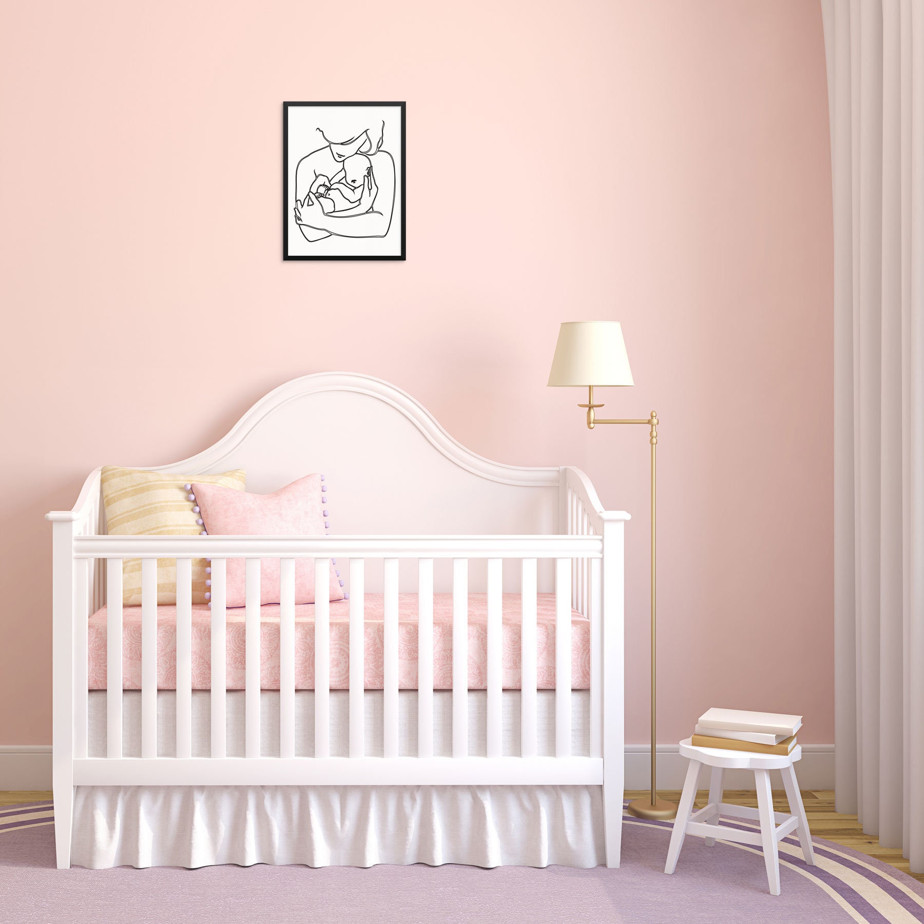 Line Art Print Mother and Child Poster for Baby Nursery or - Etsy