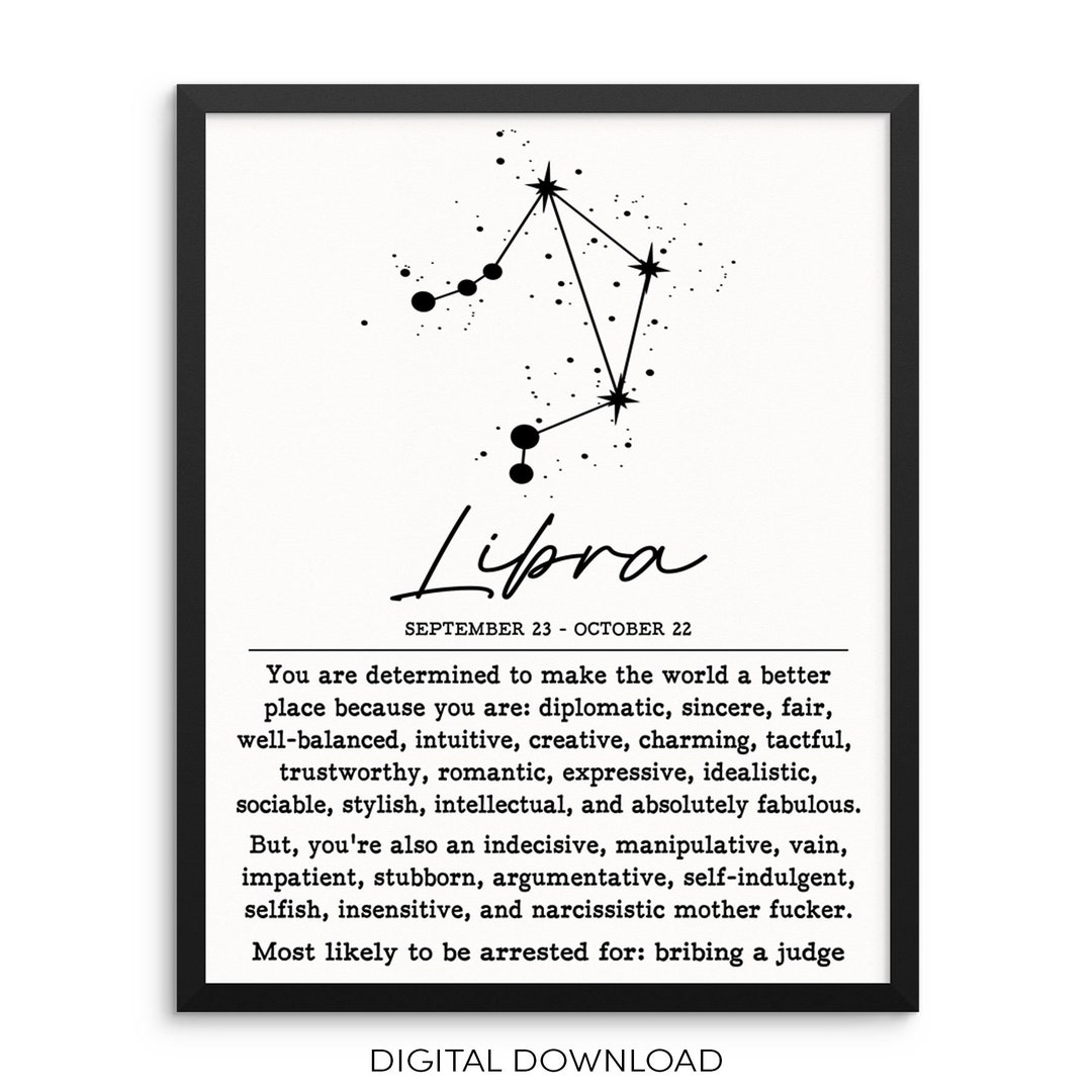 LIBRA Zodiac Sign Constellation Art Print DIGITAL DOWNLOAD Poster ...