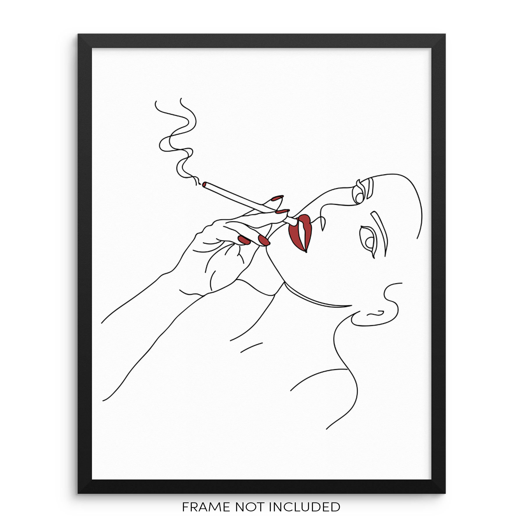 Abstract Woman Smoking Wall Decor One Line Art Print Poster - Etsy