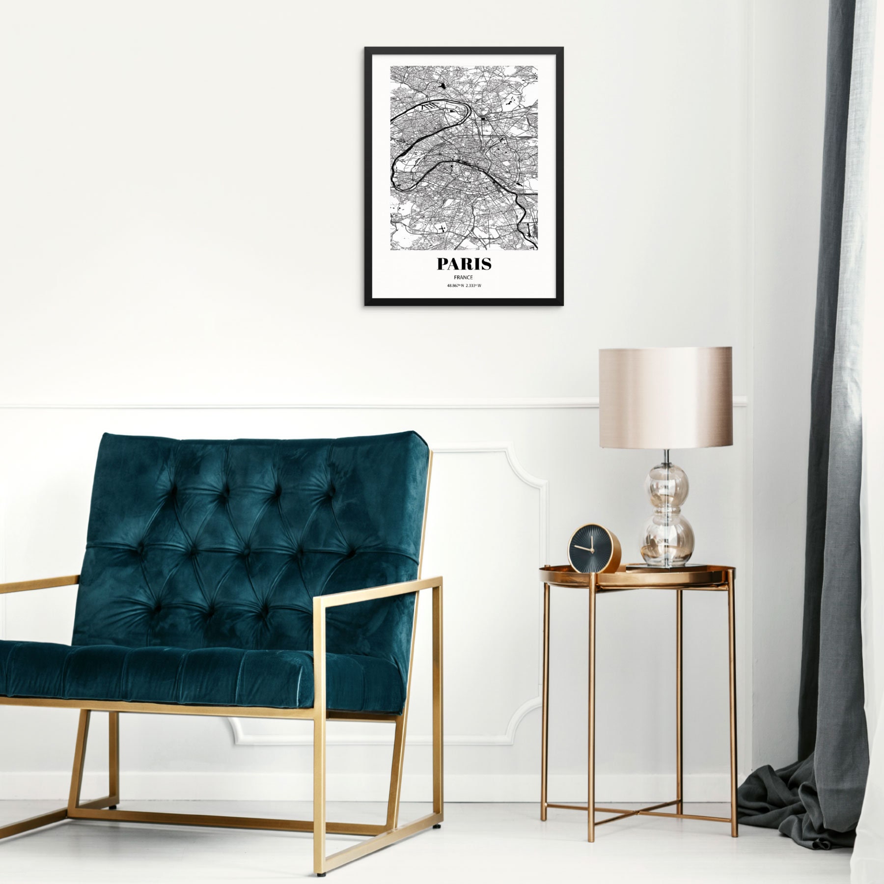 PARIS City Grid Map Art Print DIGITAL DOWNLOAD Parisian - Etsy