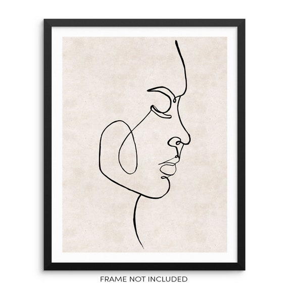 One Line Drawing Wall Art Print Abstract Face Home Decor | Etsy