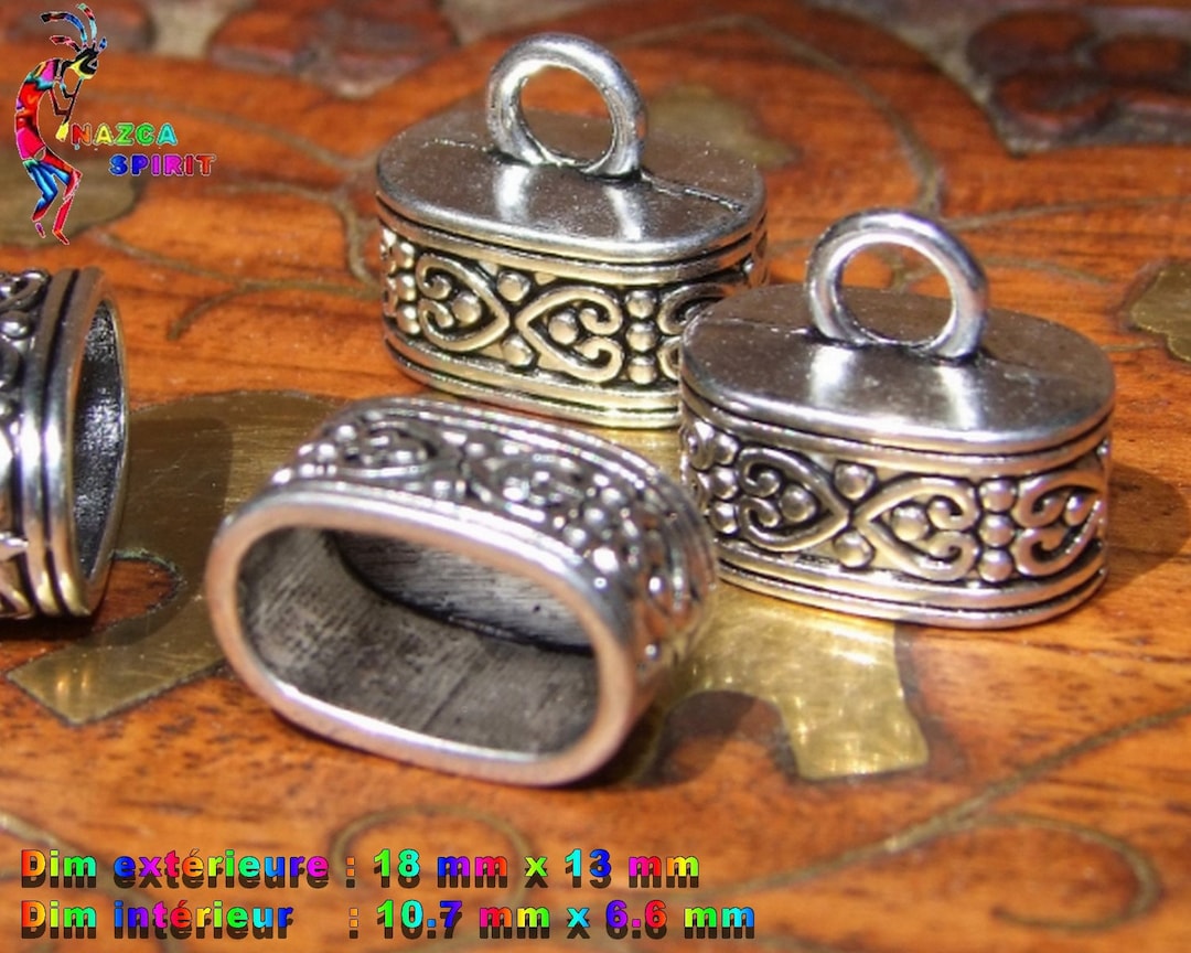 Oval End Caps to Stick 1.3 Cm X 8 Mm in Silver Brass for Cord and ...