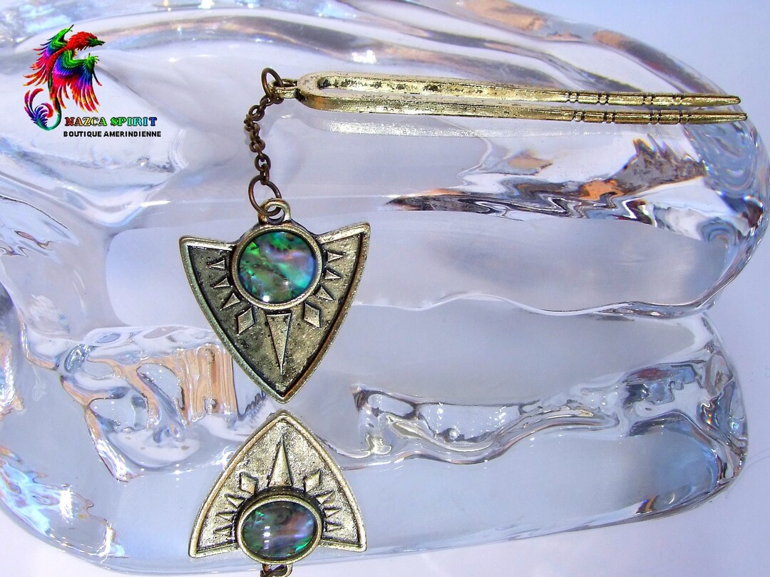 Ethnic Hair Spike in Aged Golden Copper, Inca Sun Engraving and Mother ...