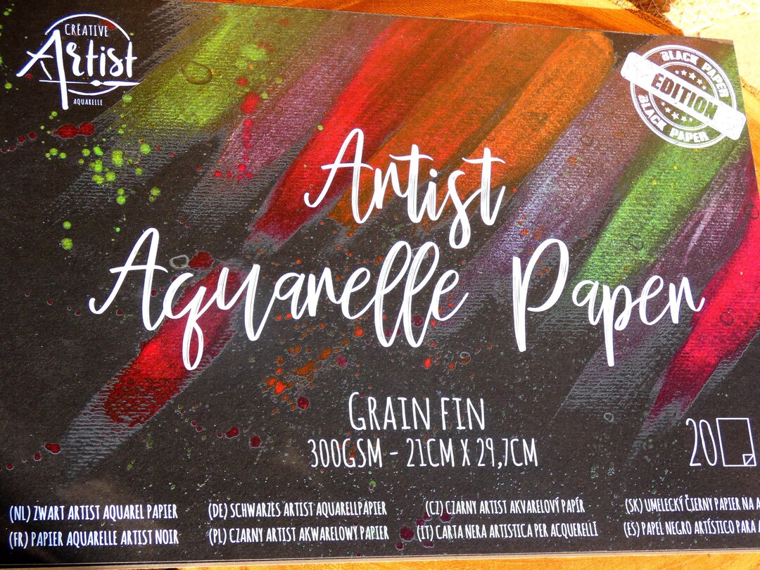 Block of Watercolor Paper 300 Gr A4 Format Thick Black Watercolor Paper ...