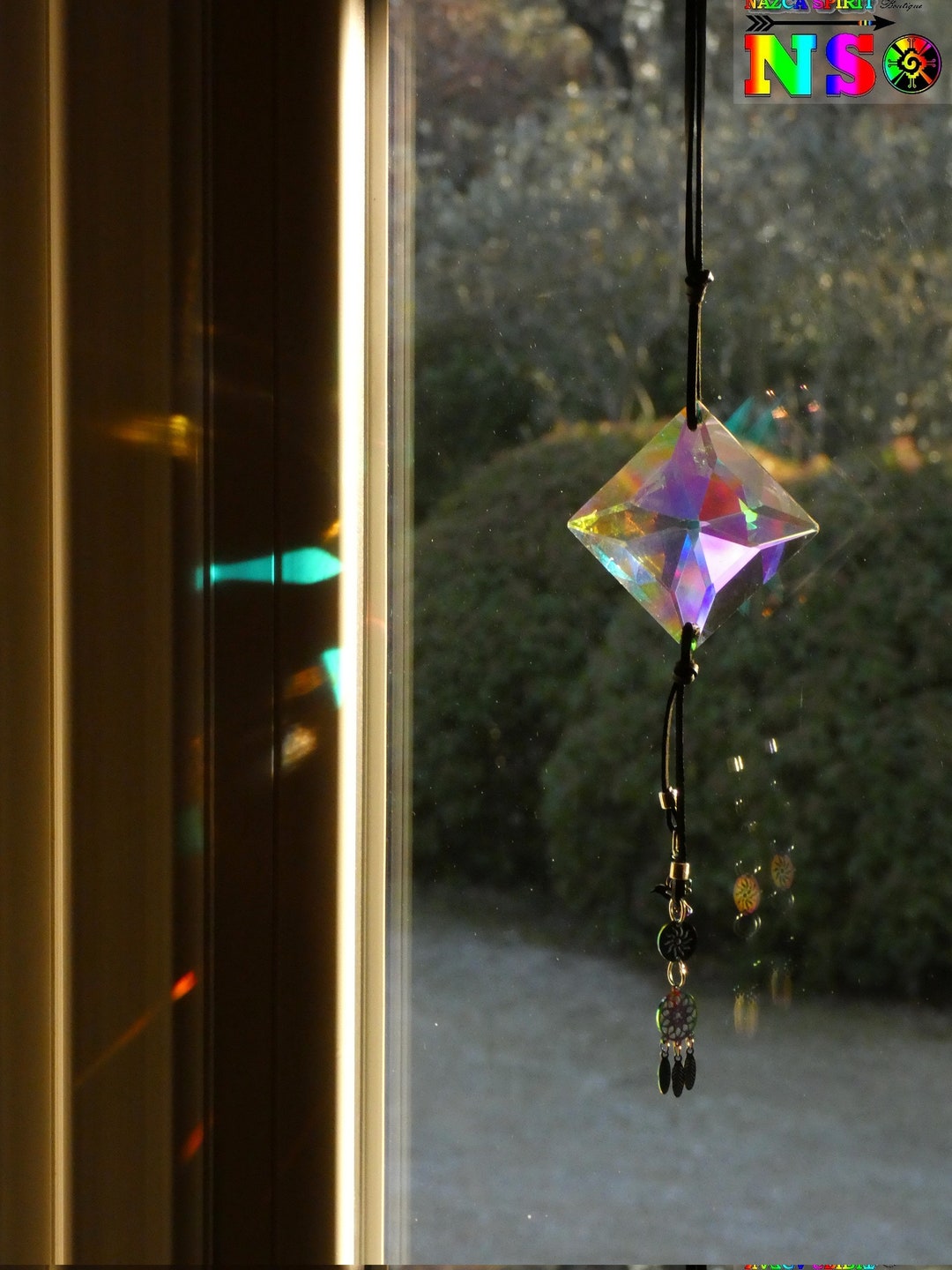 Sun Catcher Solar Light Sensor, Large Crystal Aurora Borealis Square ...