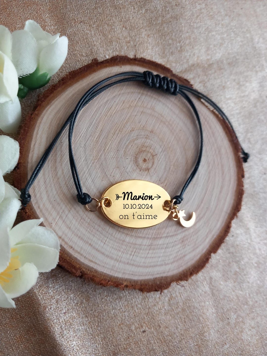 Personalized Engraved Bracelet Made by a Craftsman, Adjustable Black ...