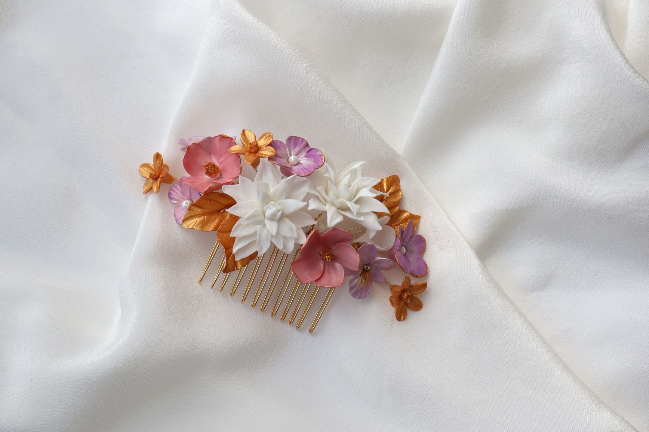 Bridal Hair Comb, Dahlia Flower Comb, Luxury Bridal Comb, Wedding ...