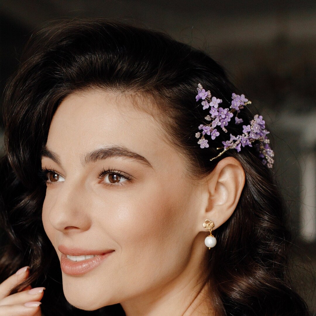 Flower Lavender Hair Clip, Bridal Hair Bobby Pin, Bridal Flower Clip ...
