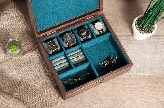 Wooden watch box Watch box for 4 watchesChristmas Gift Mens | Etsy
