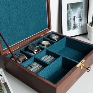 Lockable Watch Box With Key, Wooden Box for Watches and Jewelry, Watch ...