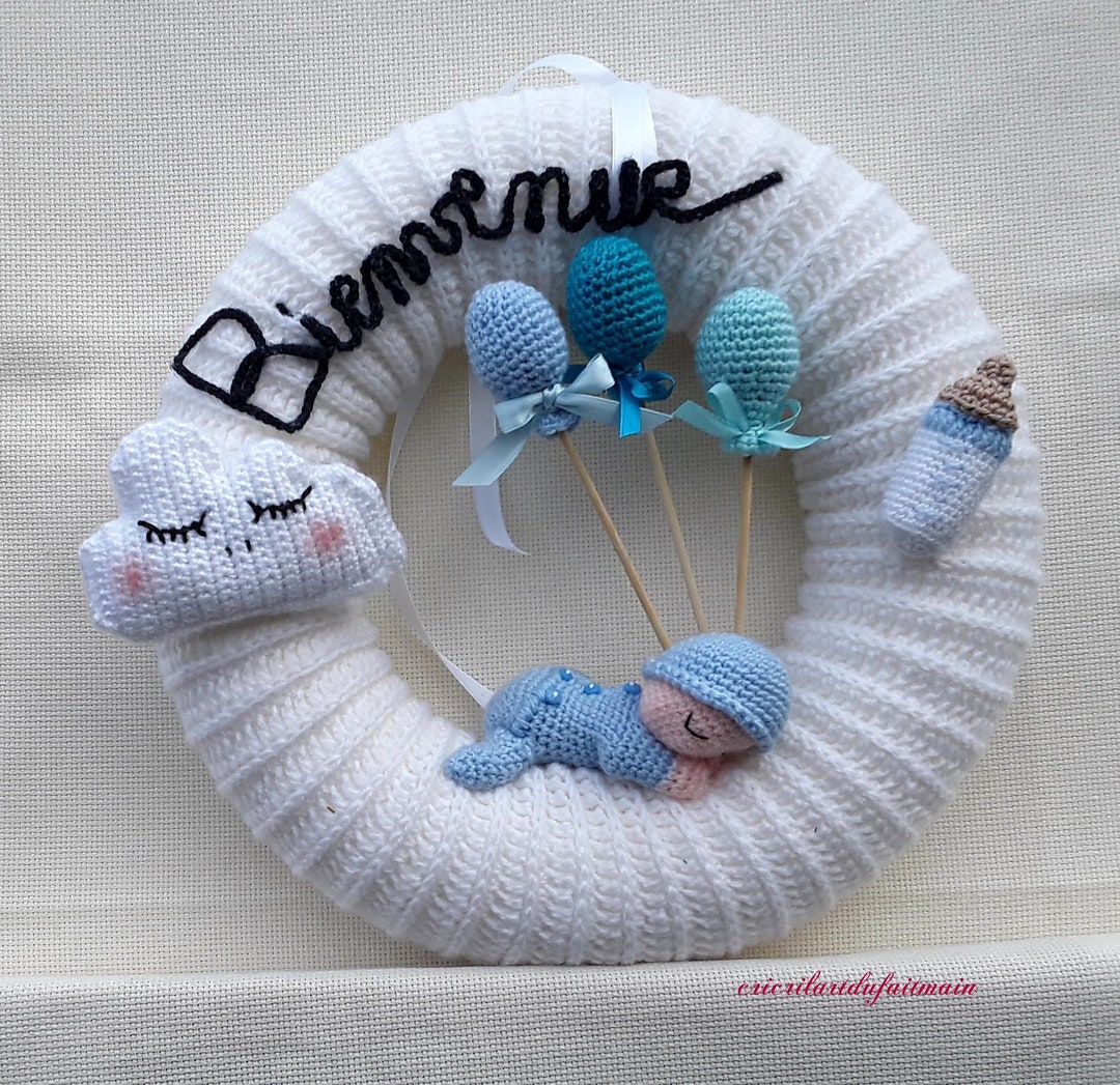 Handmade Boy Birth Crown Crocheted by Myself 30cm, Boy Birth Gift ...